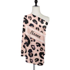 Custom Snow Leopard Pink Beige Baby Car Seat Cover Personalized Your Name Nursing Covers Breastfeeding Scarf Infant Carseat Canopy for Mom Baby Gift