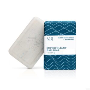 oars + alps superfoliant exfoliating men's bar soap, dermatologist tested and made with clean ingredients, travel size, 1 pack, 6 oz