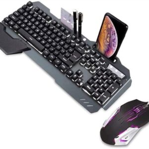 SMSOM Gaming Keyboard and Mouse Set, Mechanical Gaming Keyboard, RGB LED Backlit - 104 Keys, Wired USB Keyboards for PC Gamer Computer Desktop (Black)