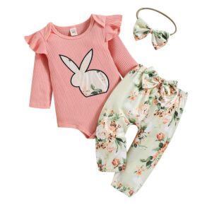 xifamniy baby girls my 1st st.patrick day/easter day outfit newborn 4pcs pants set