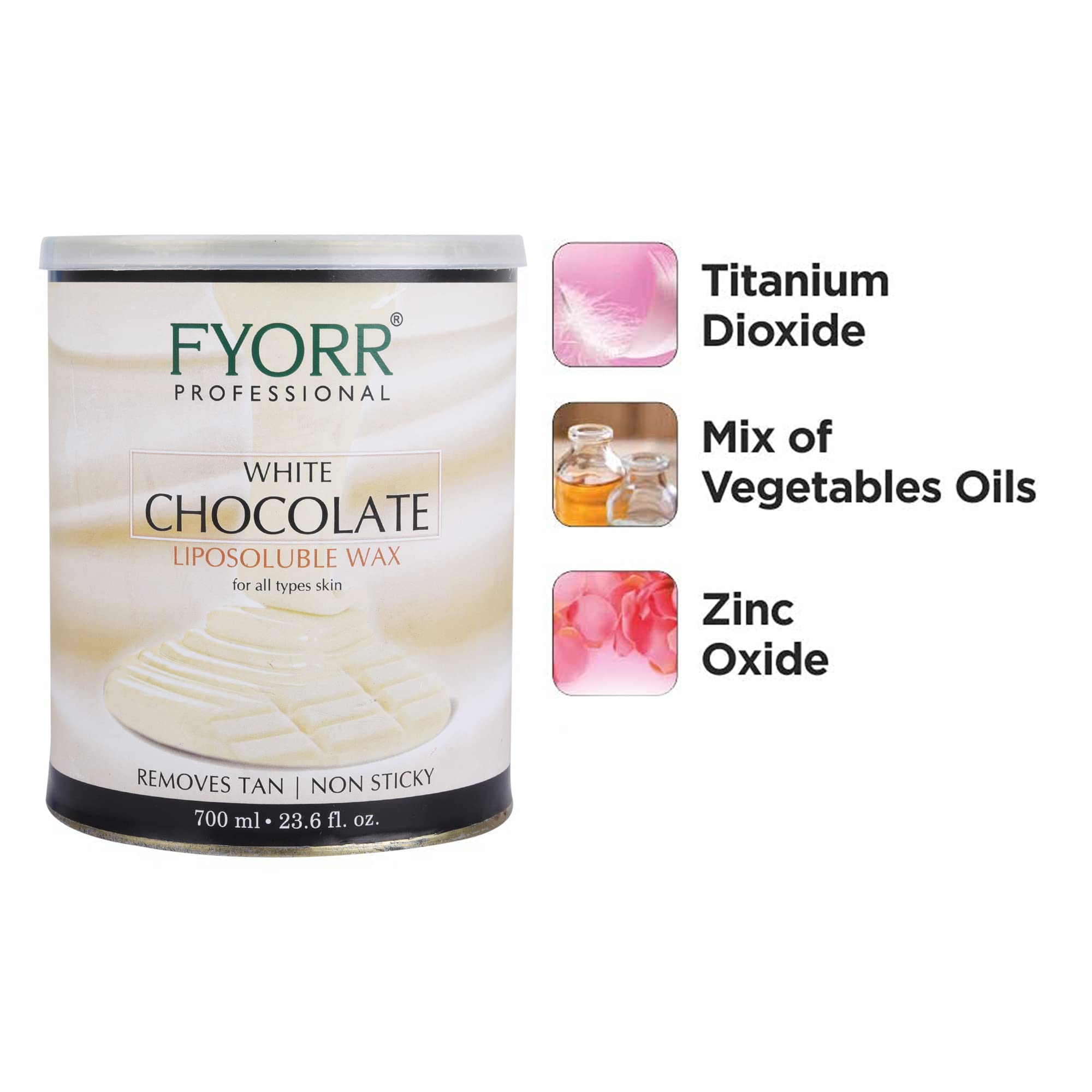 FYORR Liposoluble Milk Body Wax Less Painful Hair N Tan Removal Wax (Milk Wax) (White Chocolate) (700ML) (1.54LB)