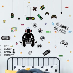 Gamer Wall Stickers Decals,Game Room Decors for Boys, Video Game Room Wall Stickers for Gamer Bedroom Playroom Décor (1 Player)