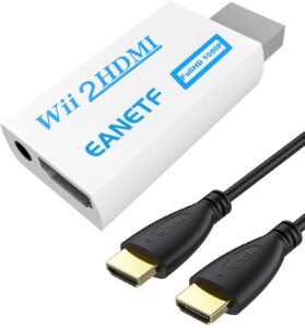 eanetf wii to hdmi converter, wii to hdmi 1080p with 5ft high speed hdmi cable wii2 hdmi adapter output video&audio with 3.5mm jack audio, support all wii display 720p, nts