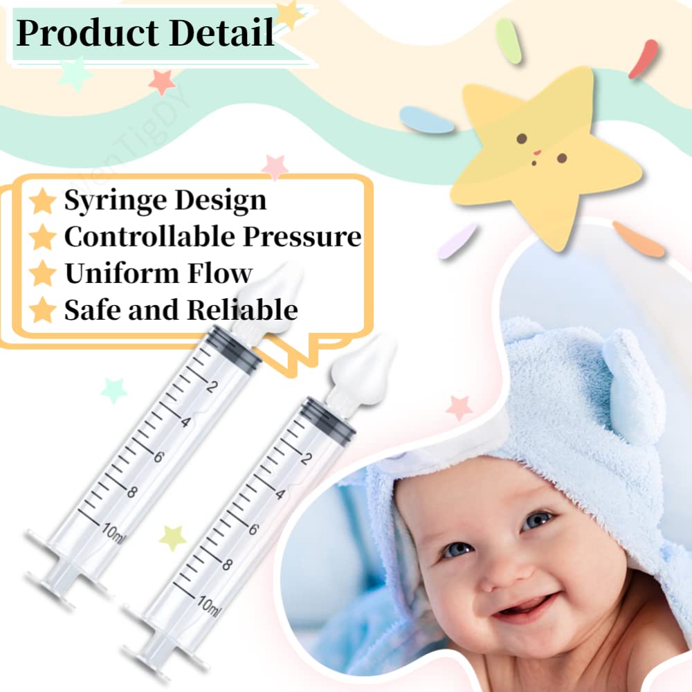 Nasal Irrigator for Baby,Syringe Nasal Irrigator,10ml Nasal Irrigator Portable Infant Nose Cleaner Nose Aspirator for Baby Fast All Natural Relief-Nasal Irrigation/Nasal Spray/Nasal Hygiene (2 PCS)