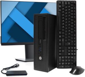 hp desktop computer pc small form factor intel core i5-4th gen, 16 gb ram 512 gb sdd, keyboard and mouse, wi-fi bluetooth,new 24 monitor, 4 in 1 usb hub, 16 gb flash drive windows 10 pro (renewed)