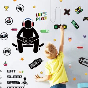 Gamer Wall Stickers Decals,Game Room Decors for Boys, Video Game Room Wall Stickers for Gamer Bedroom Playroom Décor (1 Player)