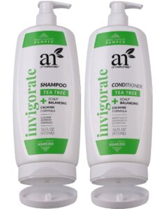 artnaturals tea tree shampoo - patented dual dispensing bottle - (2 x 16 fl oz)- sulfate free –therapeutic grade tea tree essential oil - deep cleansing for dandruff, lice, dry scalp and itchy hair