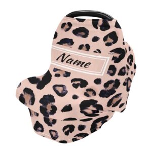 custom snow leopard pink beige baby car seat cover personalized your name nursing covers breastfeeding scarf infant carseat canopy for mom baby gift