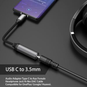 Eanetf USB C to 3.5mm Audio Adapter Type C Female Headphone Jack Adapter Hi-Res DAC Cable for Samsung S21 Note 20 Ultra S20 FE Sony XZ2 XZ3 Google Pixel 5 4 3XL