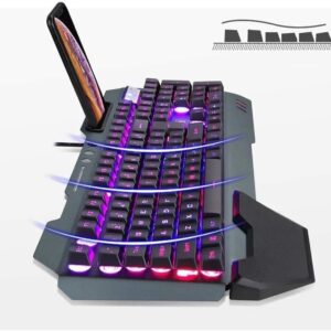 SMSOM Gaming Keyboard and Mouse Set, Mechanical Gaming Keyboard, RGB LED Backlit - 104 Keys, Wired USB Keyboards for PC Gamer Computer Desktop (Black)