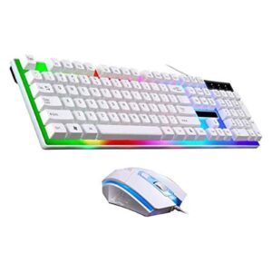 HHWKSJ Wired Gaming Keyboard and Mouse Combo RGB Backlit Gaming Keyboard with Multimedia Keys Backlit Gaming Mouse