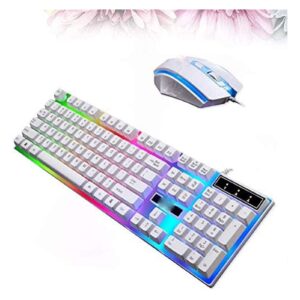 HHWKSJ Wired Gaming Keyboard and Mouse Combo RGB Backlit Gaming Keyboard with Multimedia Keys Backlit Gaming Mouse