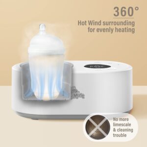 Bottle Warmer Water-Free Baby Bottle Warmer Milk Warmer Food Heater for Breastmilk & Formula with Precise Temperature Control & Timer