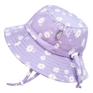 jan & jul uv protection infant bucket hat for girl, adjustable (s: 0-6 months, purple daisy)