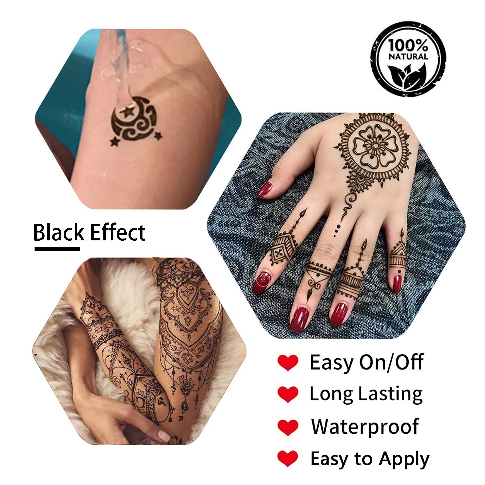 Yomagine Temporary Tattoos Kit, Semi Permanent Tattoo Ink, DIY Fake Freckles Temporary Tattoos for Women Men Kids, Summer Trend Freehand Ink with 59 Pcs Tattoo Stencils, Jagua Gel - Full Kit 5 Bottles