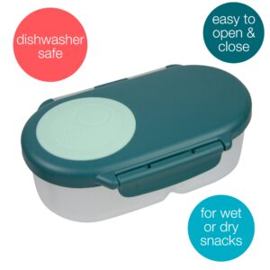 b.box Snack Box for Kids & Toddlers: 2 Compartment Containers, Mini Bento Lunch Box. Leak Proof, BPA free. Ages 4 months+ (Emerald Forest, 12oz capacity)