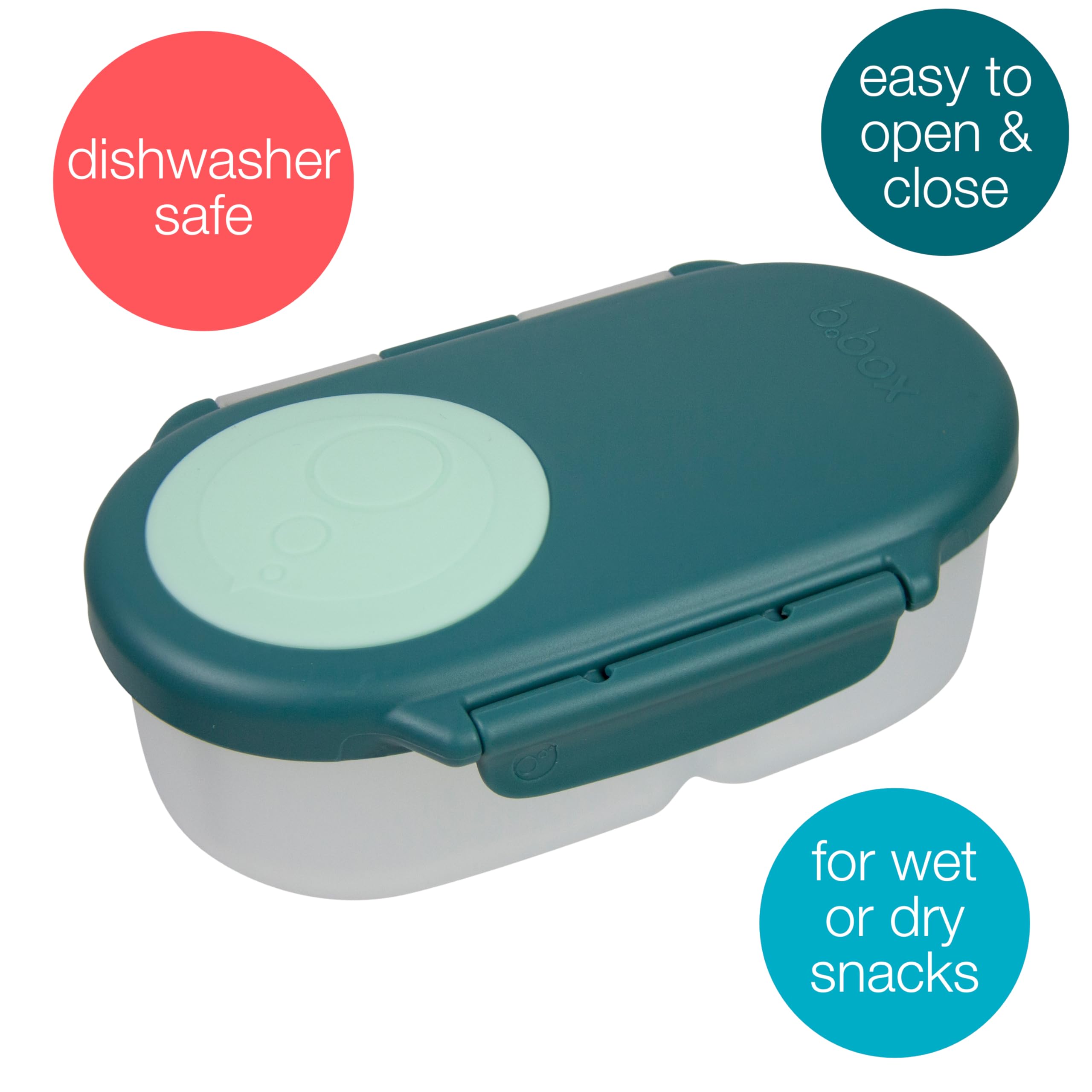 b.box Snack Box for Kids & Toddlers: 2 Compartment Containers, Mini Bento Lunch Box. Leak Proof, BPA free. Ages 4 months+ (Emerald Forest, 12oz capacity)