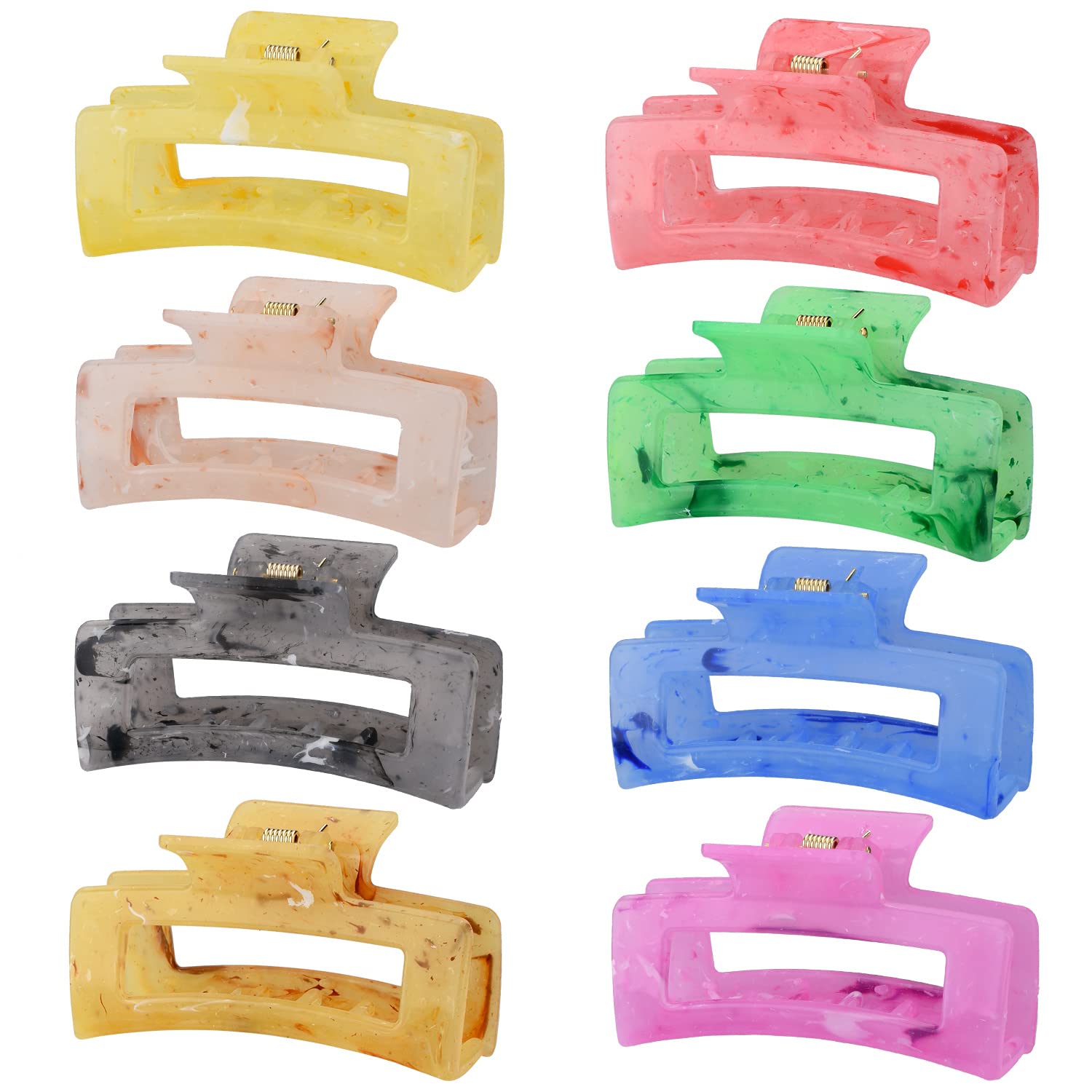 8 PCS Rectangle Acrylic Banana Hair Claw Clips for Women Thick Hair (3.5inch)