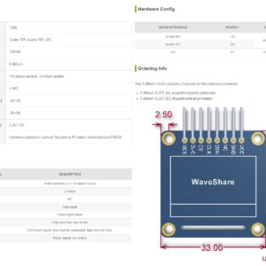 Waveshare 0.96inch OLED SPI/I2C Interfaces with Straight/Vertical Pinheader 1/4 Yellow Section 3/4 Blue Compatible with Raspberry Pi/Jetson Nano