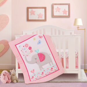 honkaii crib bedding set for boys or girls 3 piece (3-pink-bella)