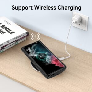 NEWDERY Galaxy S22 Ultra Battery Case 10000mAh, Qi Wireless Charging & Fast Charging & Transfer Data Supported, Powerful Rechargeable Charger Case for Samsung S22 Ultra 5G-6.8" Black