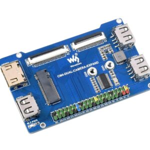 Binocular Camera Base Board + Interface Expander for Raspberry Pi Compute Module 4,Dual 8MP Camera 4K Gigabit ETH and Interfaces to Connect 40PIN GPIO HAT,M.2 Slot for SSD or Communication Module