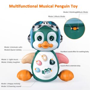 MOONTOY Penguin Musical Crawling Baby Toys with Light & Sound Infant Tummy Time Toys 3 4 5 6 7 8 9 10 11 12 18 Month Developmental Newborn Toddler Sensory Activity Walking Christmas 1st Birthday Gift