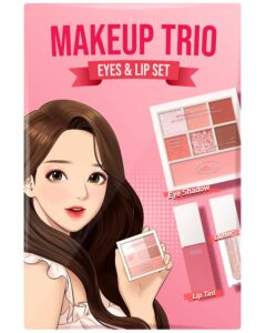 amts x true beauty makeup edition - some love makeup 3 set (7colors eyeshadows + liquid glitter + lip stain tint) | matte shimmer pearls shades, highly pigmented, pink gold set