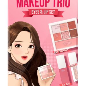 AMTS x True Beauty Makeup Edition - Some Love Makeup 3 Set (7colors Eyeshadows + Liquid Glitter + Lip stain tint) | Matte Shimmer Pearls Shades, Highly Pigmented, Pink Gold Set