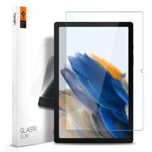 spigen tempered glass screen protector [glastr slim] designed for galaxy tab a8 (2022) [9h hardness/case-friendly]