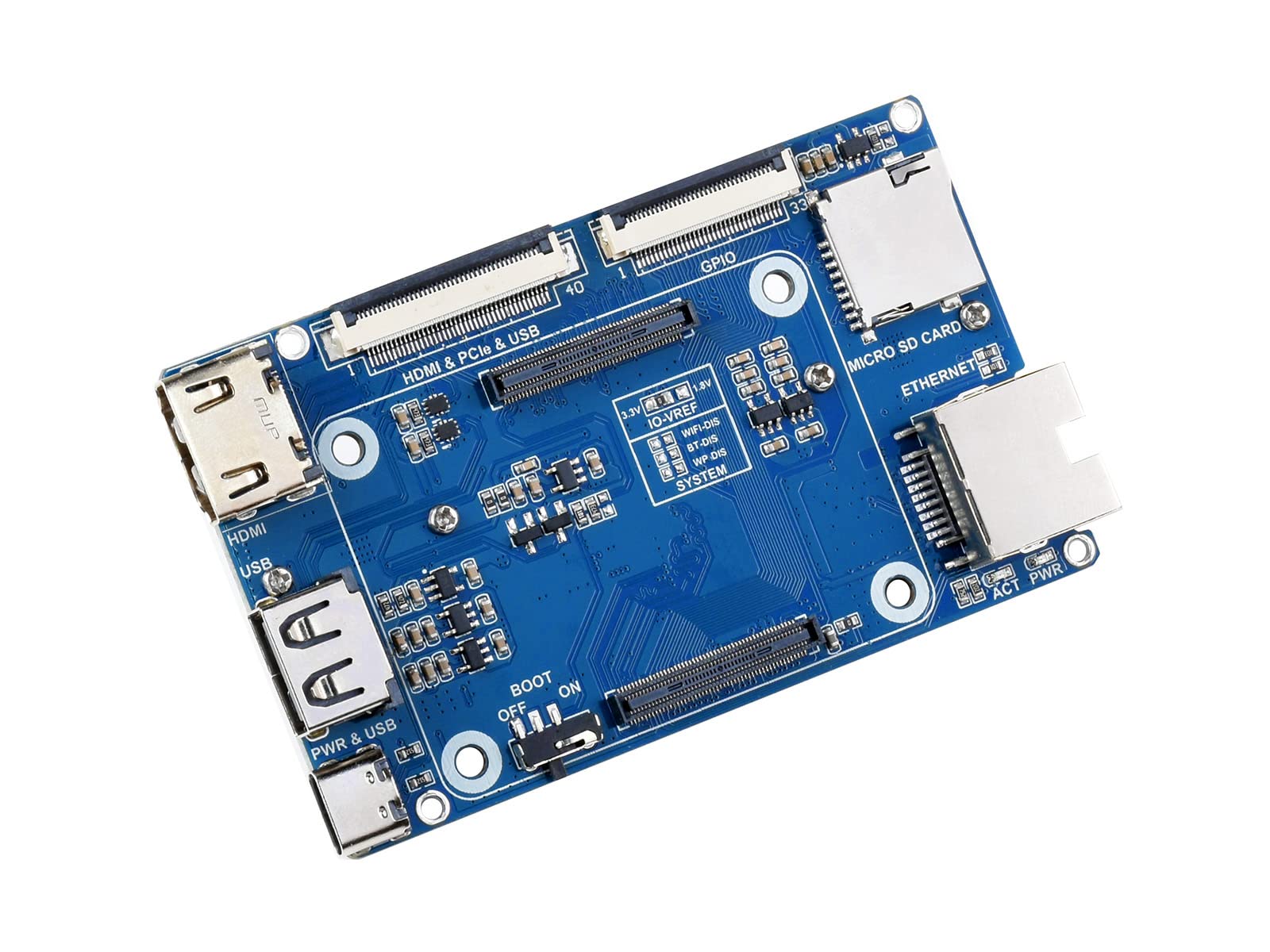 Binocular Camera Base Board + Interface Expander for Raspberry Pi Compute Module 4,Dual 8MP Camera 4K Gigabit ETH and Interfaces to Connect 40PIN GPIO HAT,M.2 Slot for SSD or Communication Module