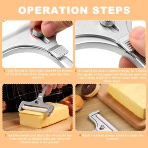 Stainless Steel Wire Cheese Slicer Adjustable Thickness Cheese Cutter for Soft, Semi-Hard Cheeses Kitchen Cooking Tool