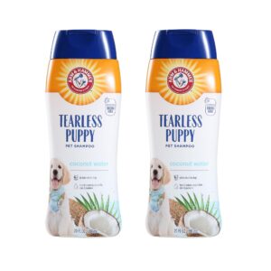 arm & hammer for pets tearless puppy shampoo | gentle & effective tearless shampoo for all dogs & puppies | coconut water scent your dog will love, 20 ounces - 2 pack