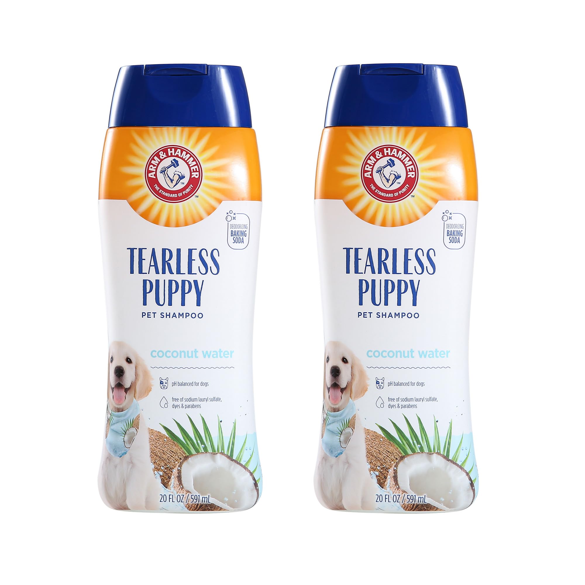 Arm & Hammer for Pets Tearless Puppy Shampoo | Gentle & Effective Tearless Shampoo for All Dogs & Puppies | Coconut Water Scent Your Dog Will Love, 20 Ounces - 2 Pack