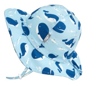 jan & jul adjustable foldable toddler boy upf sun-hat, breathable cotton (m: 6-24 months, blue whale)