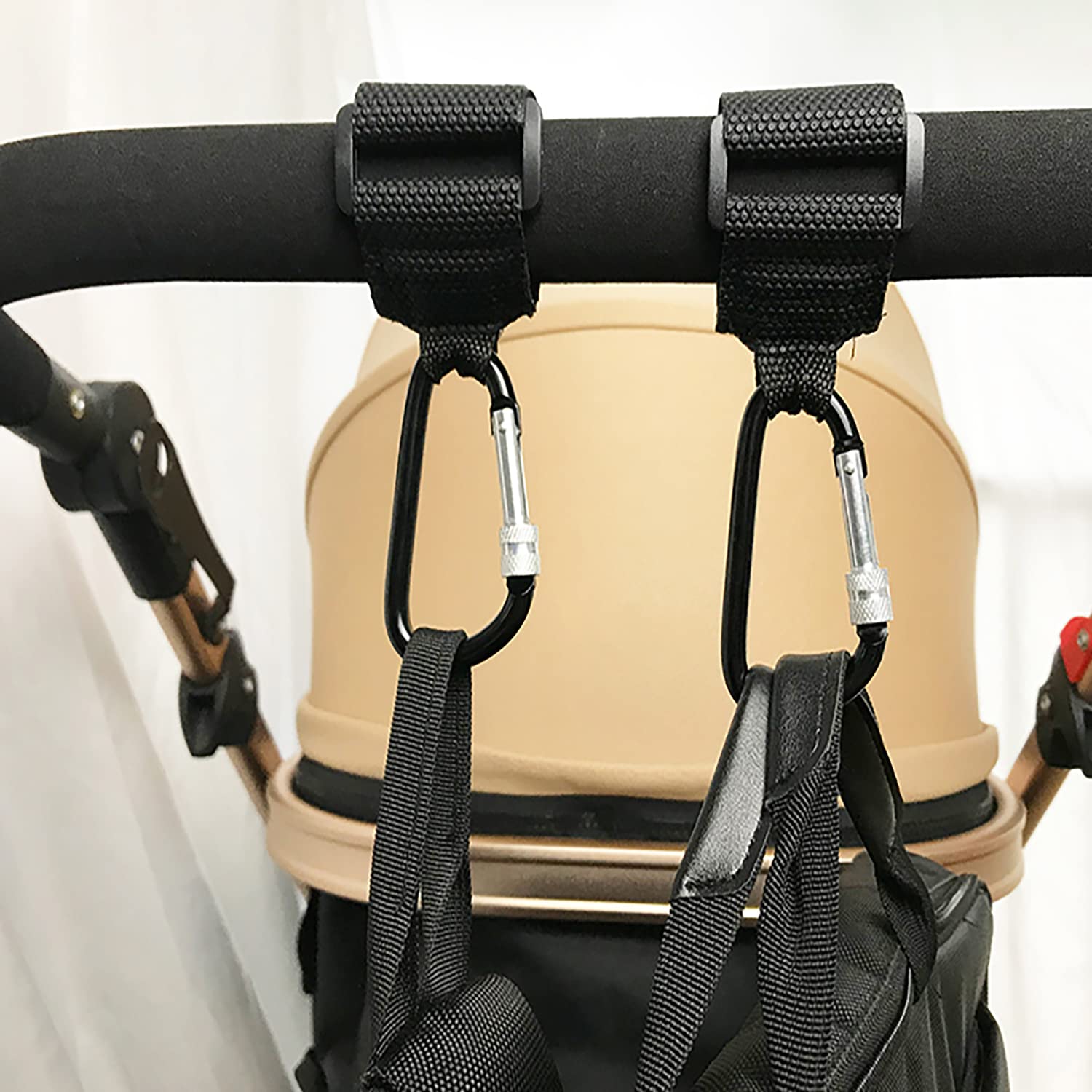 Cisidell Baby Stroller Hooks Clip,Stroller Accessories Mommy Bag Hooks Multipurpose Hook for Hanging Diaper Bags,Purse,Perfect for Shopping Cart,Stroller,Rollator,Bicycles,etc, 2Pcs (Black)