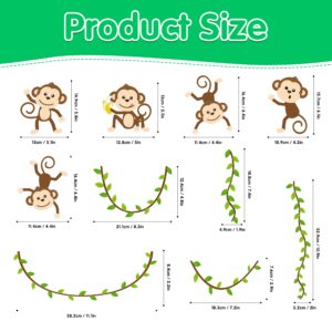 Glow in The Dark Monkey Wall Decals Jungle Tree Wall Decals Safari Removable Animals Wall Stickers Cartoon Zoo Decals Baby Nursery Kids Boys Girls Bedroom Playroom Daycare Safari Theme Wall Decor