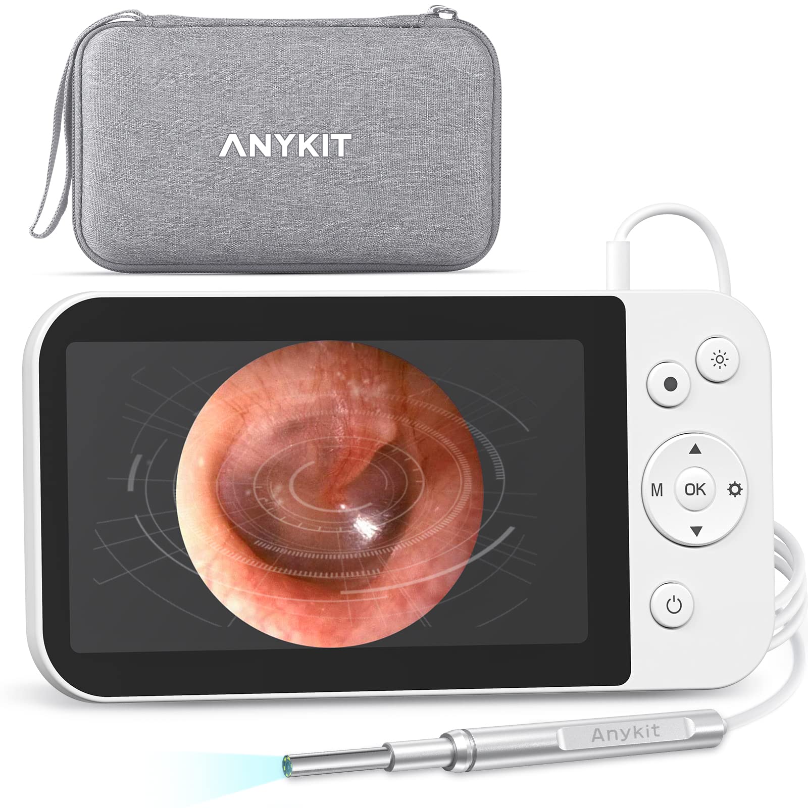 Anykit Digital Otoscope, 3.9mm Ear Camera with 6 Lights, 720PHD Ear Scope Storage Case, Supports Photo Snap and Video Recording