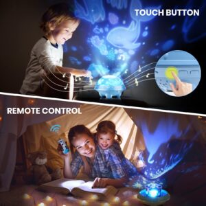 O WOWZON New Upgrade Night Light Musical Projector Star Light Projector for Bedroom, 5 Lighting Modes Mood Lights for Baby Kids Room with Remote Control,7 Sets of Film,255 Stories&Songs