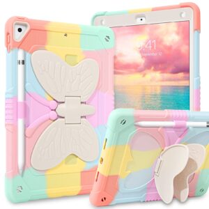 veningo ipad air 2 & ipad 9.7 2017/2018 & ipad pro 9.7 case, ipad 5th/6th generation case, 2 in 1 rugged full body shockproof protective girls women tablet cover with stand pen holder, colorful pink