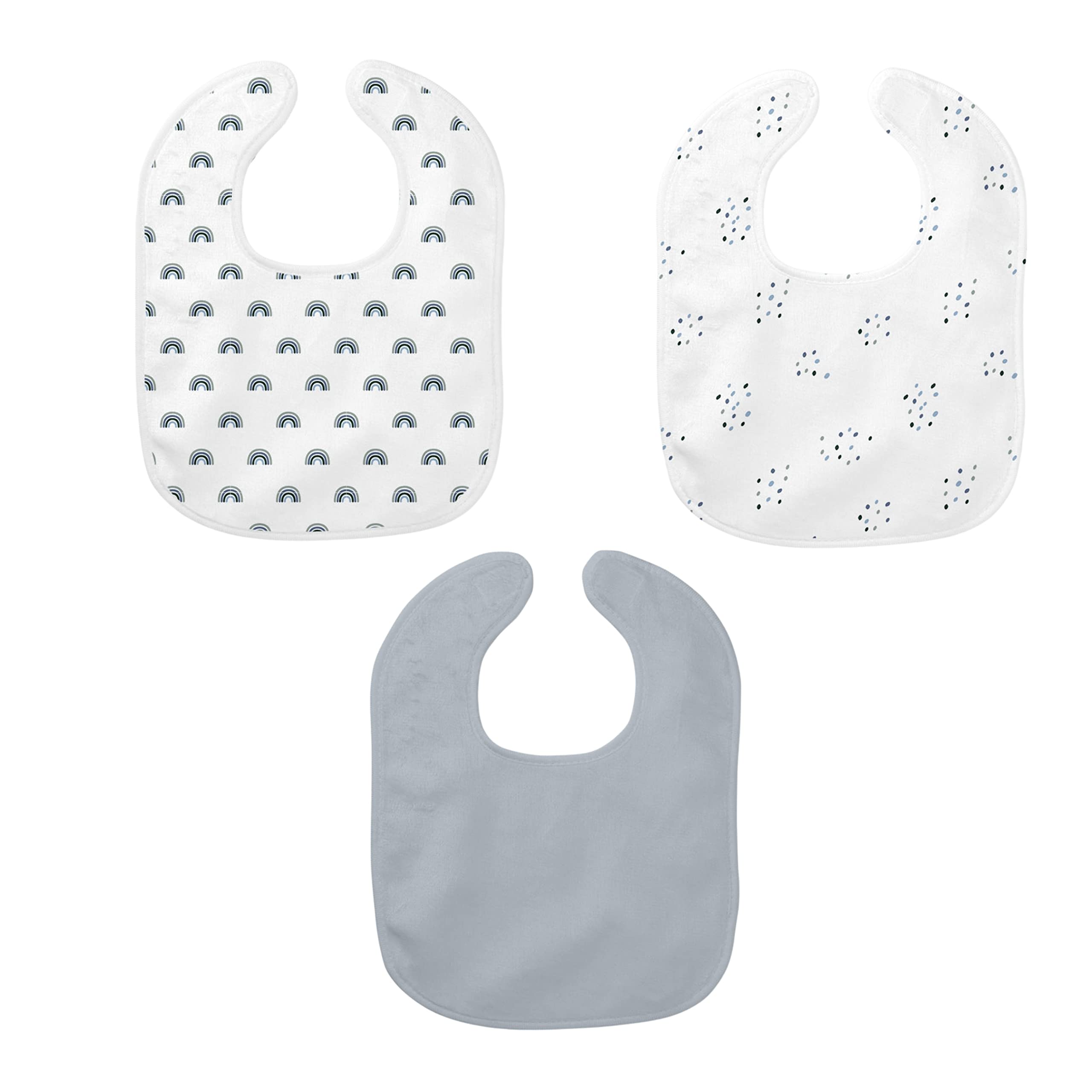 Ely's & Co. 100% Cotton Muslin Bib with Terry lining Soft & Absorbent for Infants, Adjustable Snaps 3 Pack 0-6 Months