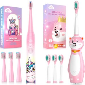 dada-tech kids electric toothbrush rechargeable pink age 3+ (unicorn and dog)