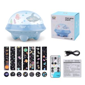 O WOWZON New Upgrade Night Light Musical Projector Star Light Projector for Bedroom, 5 Lighting Modes Mood Lights for Baby Kids Room with Remote Control,7 Sets of Film,255 Stories&Songs