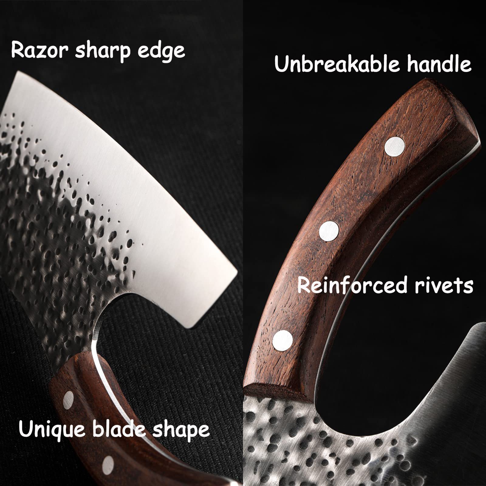 Forged cleaver knife, Effort Saving handmade Kitchen Knife, Vegetable and meat Chopping Knife with High Carbon Blade and Full Tang Sandalwood Handle for Home and Kitchen,2023 Gifts