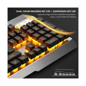 HHWKSJ Gaming Keyboard and Mouse Combo,LED Rainbow Backlit USB Wired Computer Keyboard 104 Key,Spill-Resistant Design,Ergonomic Wrist Rest Keyboard Mouse Set for Windows PC Gamer. (Color : A)