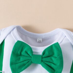 Fairy Baby My First St. Patricks Day Baby Boy Gentleman Outfit Green Bow Tie Romper Shamrock Pant Set Lucky Chram Hat 0-3M