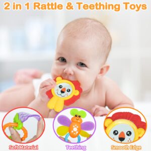 10PCS Baby Toys 0-3-6 Months Teething Toys for Babies 0-6-12 Months Baby Rattles 0-3-6 Months Infant Newborn Toys Baby Toys 6 to 12 Months Sensory Toys Rattles for Babies 0-6 Months Birthday Gifts