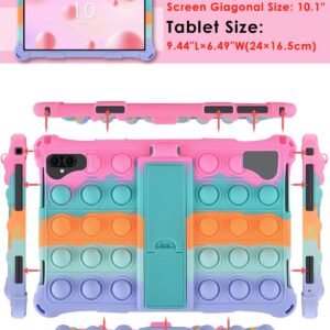 DETUOSI Silicone Case for VASTKING KingPad K10 Pro Tablet, with Stylus Pen and Shoulder Strap, Soft Multi-Angle Protective Cover for Byybuo 10.1 inch Tablet with Pen Holder, Dazzling Pink