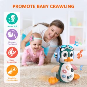 MOONTOY Penguin Musical Crawling Baby Toys with Light & Sound Infant Tummy Time Toys 3 4 5 6 7 8 9 10 11 12 18 Month Developmental Newborn Toddler Sensory Activity Walking Christmas 1st Birthday Gift