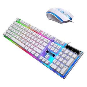 HHWKSJ Wired Gaming Keyboard and Mouse Combo RGB Backlit Gaming Keyboard with Multimedia Keys Backlit Gaming Mouse